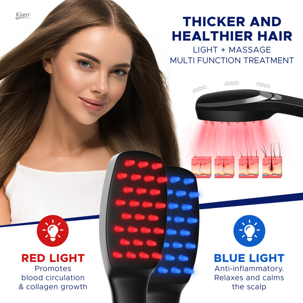 Kiierr Red/Blue Light Phototherapy Laser Massage Comb