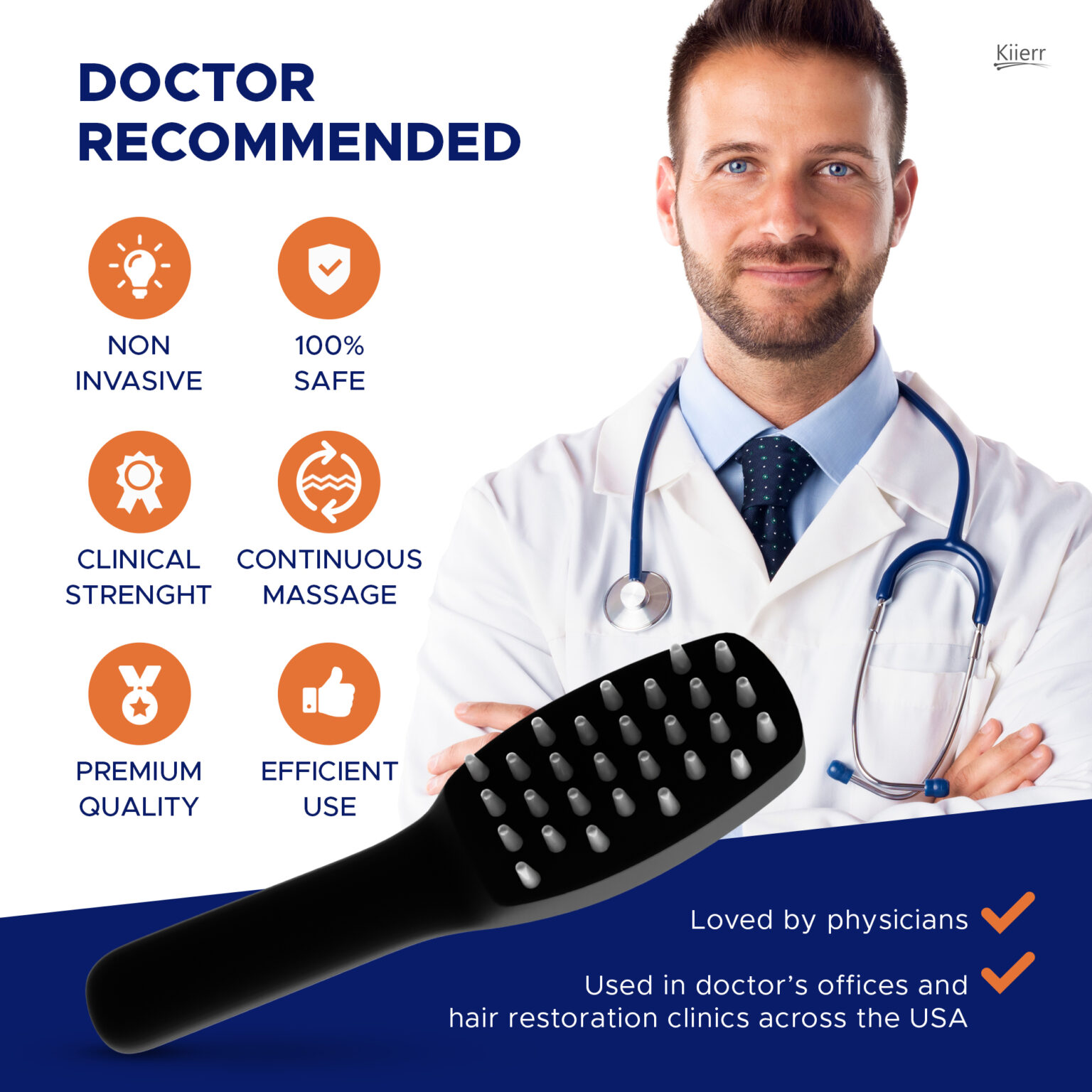 Kiierr Red/Blue Light Phototherapy Laser Massage Comb